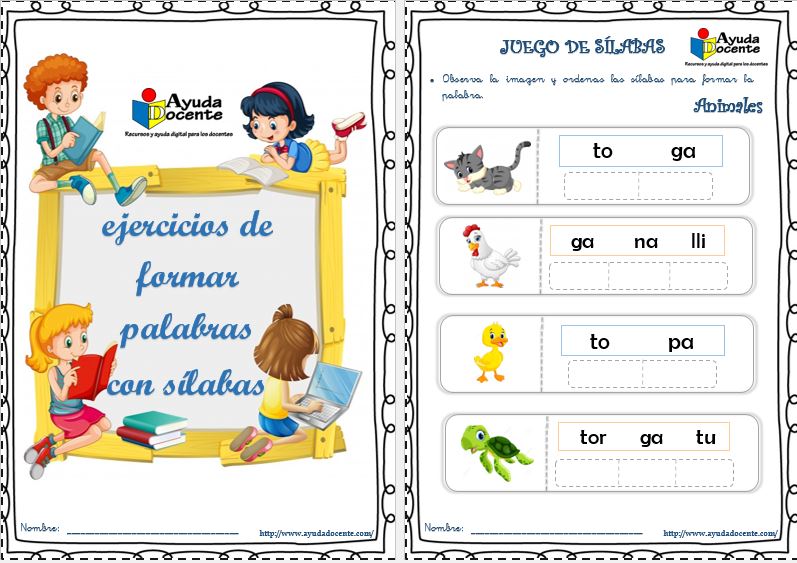 Ejercicios de formar palabras con sílabas imprimir - AYUDA DOCENTE